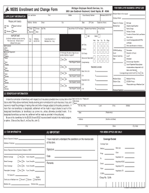 Fillable Online dexterschools MEBS Enrollment and Change Form - Dexter Community Schools Fax ...