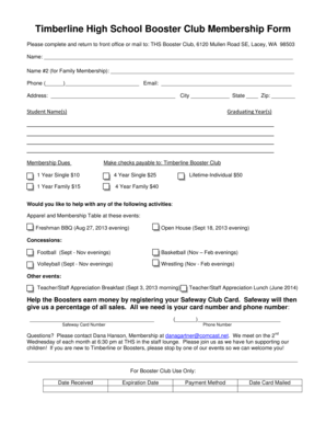Sample Booster Club Membership Form - Fill Online, Printable, Fillable ...