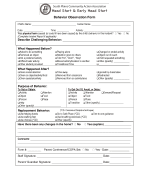 Fillable Online spcaa Behavior Observation Form - spcaa Fax Email Print ...