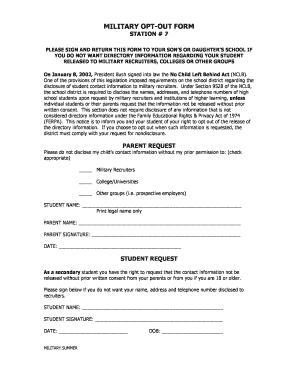 Fillable Online MILITARY OPT-OUT FORM Fax Email Print - pdfFiller