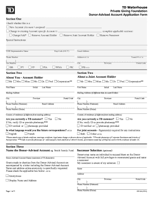 Fillable Online Donor-Advised Application Form - TD Waterhouse Fax ...