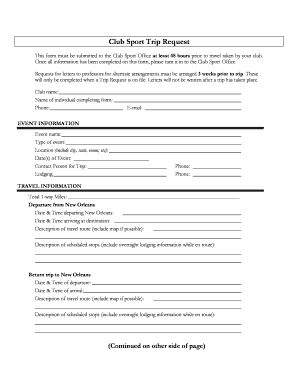 Fillable Online Sport Club Trip Request - Reily Student Recreation Center Fax Email Print ...