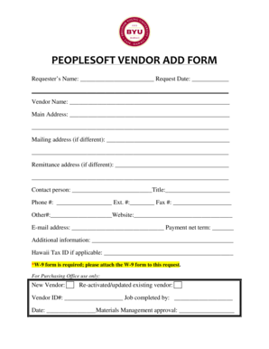Fillable Online PEOPLESOFT VENDOR ADD FORM Fax Email Print - pdfFiller