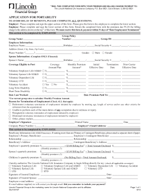 Fillable Online APPLICATION FOR PORTABILITY Fax Email Print - pdfFiller