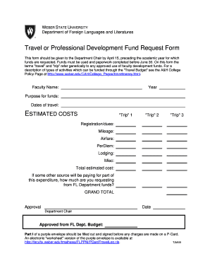 Fillable Online departments weber Travel Fund Request Form ...