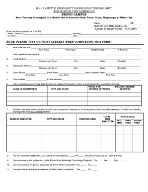 Fillable Online departments weber PROVO CAMPUS - departments weber Fax ...