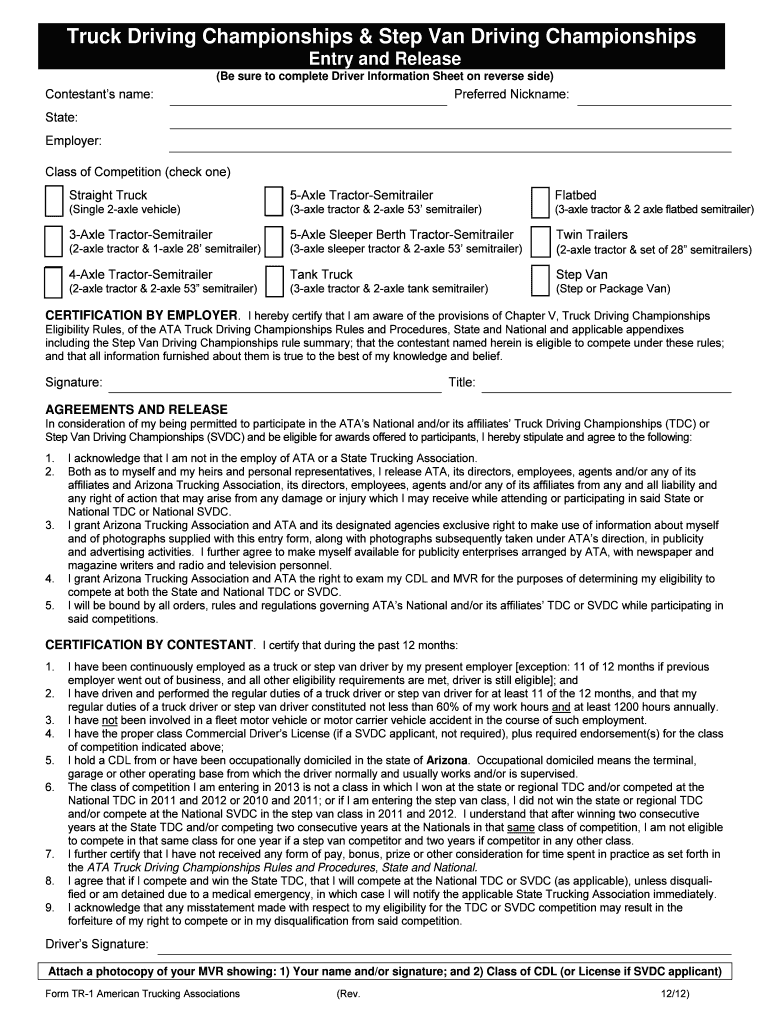 Fillable Online ATA2013 TR-1-2 Driver Entry Release forms (3).doc Fax ...