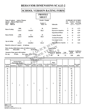 Fillable Online BEHAVIOR DIMENSIONS SCALE-2 Fax Email Print - pdfFiller