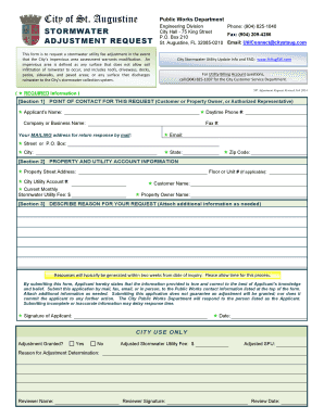 Fillable Online Adjustment Request Form - City of St. Augustine Fax ...