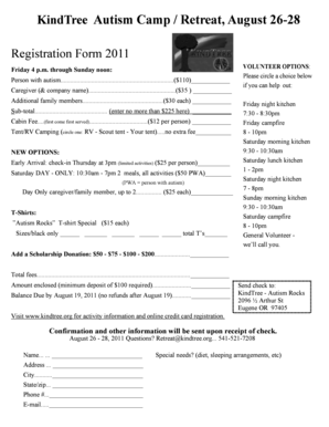 Fillable Online kindtree KindTree Autism Camp / Retreat, August 26-28 ...
