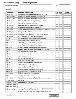 Fillable Online WFISD Print Shop - Forms Requisition Fax Email Print ...