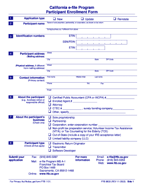 Fillable Online California e-file Program Participant Enrollment Form ...