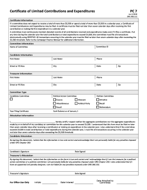 Fillable Online Certificate of Limited Contributions and Expenditures ...