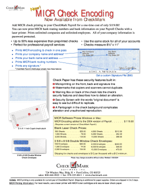 Fillable Online MICR Promo Letter.cdr - CheckMark Software Inc Fax ...
