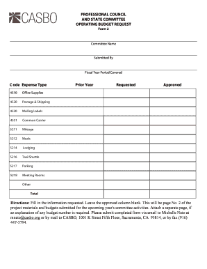 Fillable Online casbo Operating Budget Request Form Fax Email Print ...