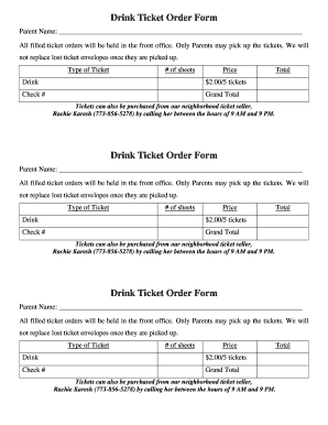 Fillable Online ariecrown Drink Ticket Order Form Drink Ticket Order ...