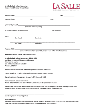 Fillable Online lshigh Stock or Bond Transfer Request Form Fax Email ...