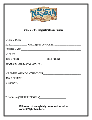vbs registration form Fill Online, Printable, Fillable, Blank - pdfFiller