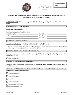 Fillable Online (dc) plan distribution election form - American ...
