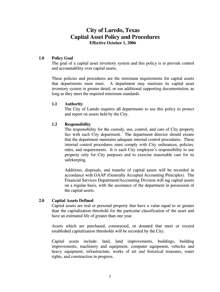 Fillable Online Capital Asset Policy and Procedures Fax Email Print ...