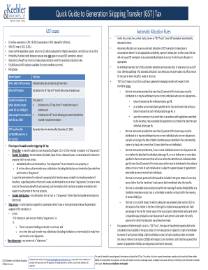 Fillable Online Quick Guide to Generation Skipping Transfer (GST) Tax ...