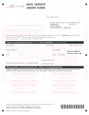 Fillable Online CVS Caremark Mail Service Order Form - PetSmart ...
