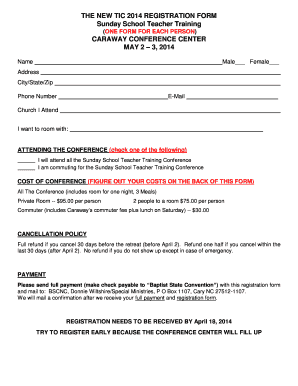 Fillable Online ncbaptist TIC Sunday School Leader Training ...