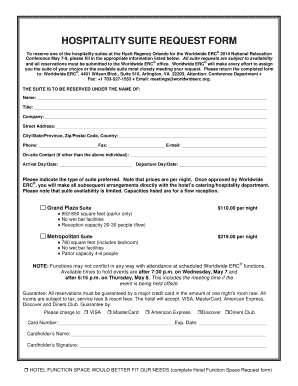 Fillable Online worldwideerc HOSPITALITY SUITE REQUEST FORM To reserve ...