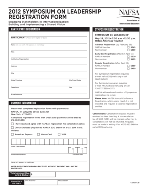 Fillable Online nafsa 2012 symposium on leadership registration form - NAFSA - nafsa Fax Email ...