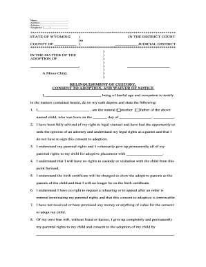 Fillable Online lawyoming 02 - Consent to Adoption Fax Email Print ...