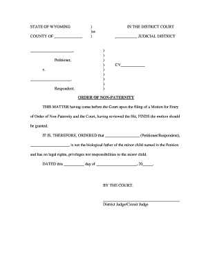 Fillable Online lawyoming Order of Non Paternity Fax Email Print ...