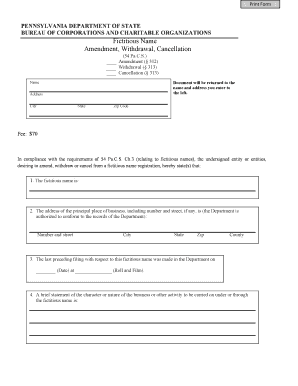 Fillable Online portal state pa Fictitious Name Fax Email Print - pdfFiller