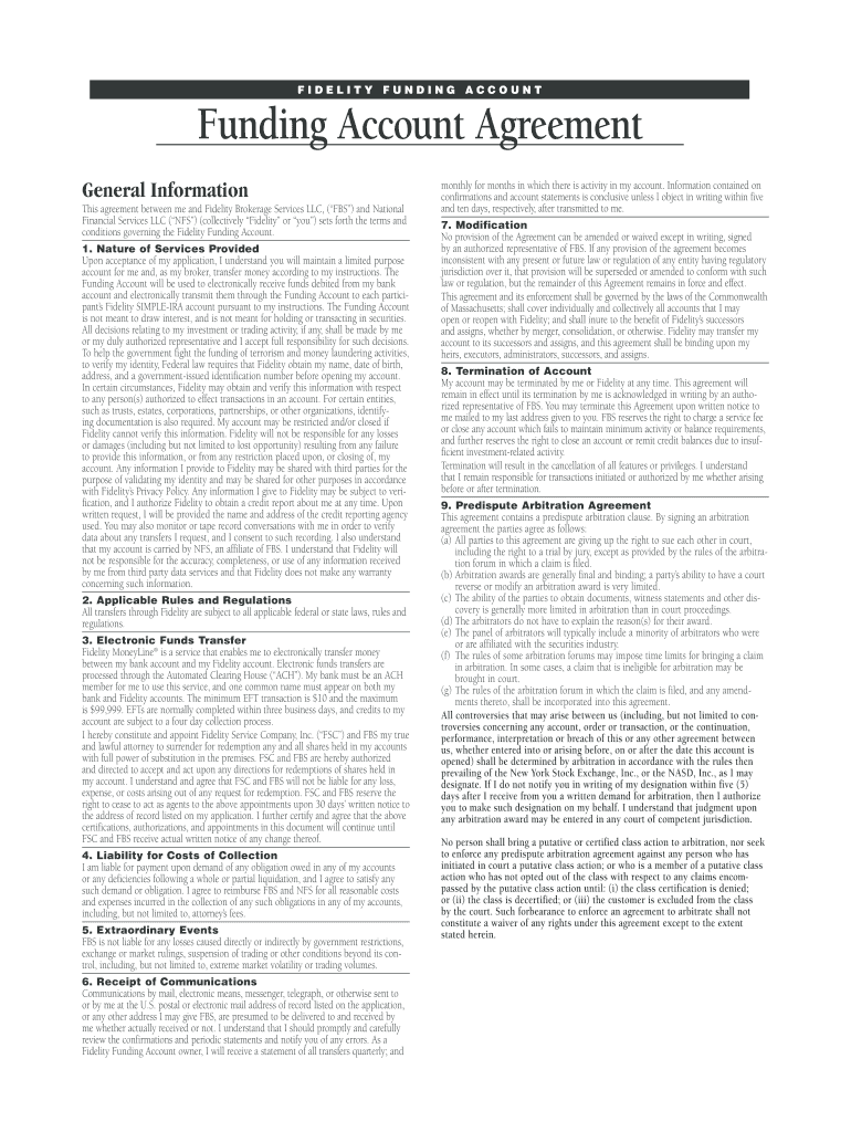 Fillable Online FIDELITY FUNDING ACCOUNT Fax Email Print - pdfFiller