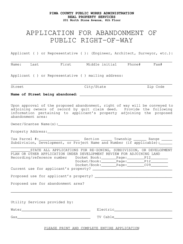 Fillable Online Application for Abandonment of Public Right-of-Way ...
