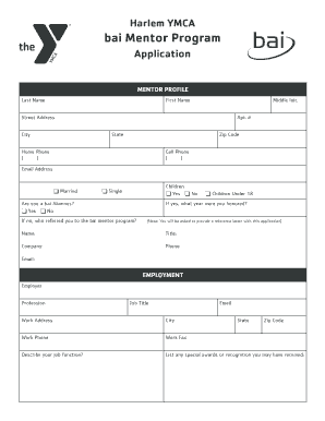 Fillable Online MENTOR PROFILE Fax Email Print - pdfFiller