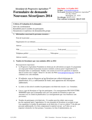 Fillable Online progressiveag Formulaire de demande Nouveaux Scurijours ...