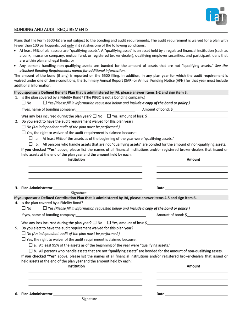 Fillable Online BONDING AND AUDIT REQUIREMENTS Fax Email Print - pdfFiller
