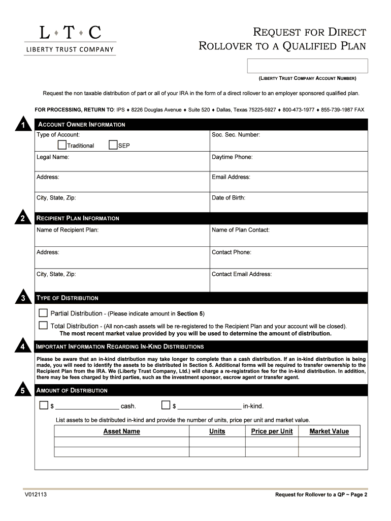 Fillable Online LTCW REQUEST FOR ROLLOVER TO A QUALIFIED PLAN Fax Email Print - pdfFiller