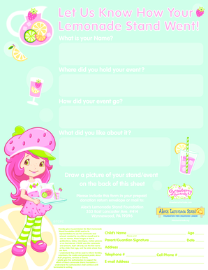 Fillable Online alexslemonade Form - Alex's Lemonade Stand ...