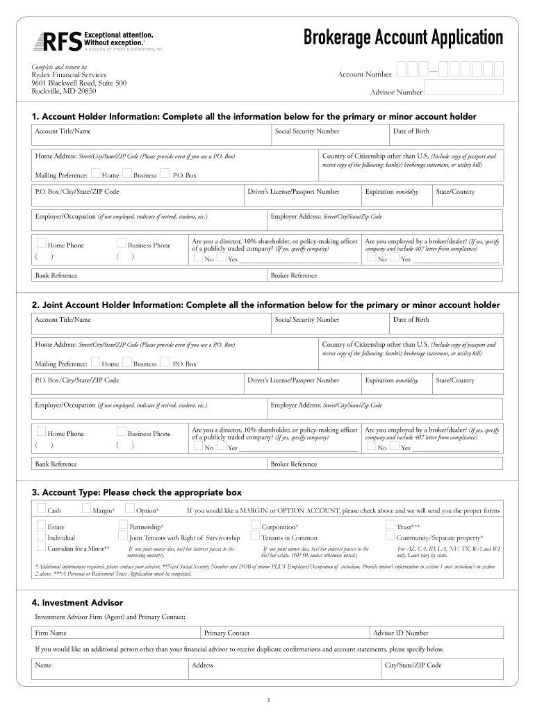 Fillable Online Brokerage Account Application Fax Email Print - pdfFiller