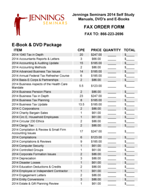 Fillable Online FAX ORDER FORM E-Book & DVD Package - TaxSpeaker Fax ...