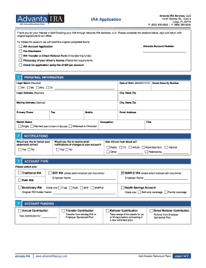 Fillable Online Simple ira application - Advanta IRA Fax Email Print - pdfFiller