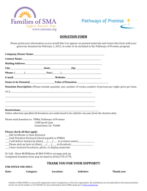 Fillable Online fsma 2011 Donation Form FINAL #2 - Families of SMA ...