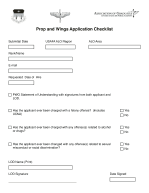 Fillable Online Prop and Wings bApplicationb Checklist Fax Email Print ...