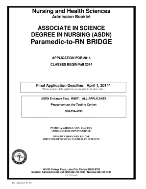 Fillable Online fgc bridge from paramedic to rn at gate way college ...