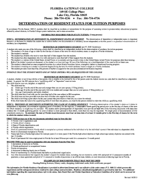 Fillable Online fgc Determination of resident status for tuition purposes - Florida ... Fax ...
