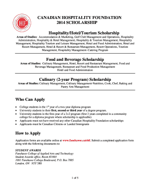 Fillable Online (2-Year Program) Scholarship - Fanshawe College Fax ...