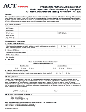 Fillable Online act AK ACT WorkKeys Proposal for Off-site ...