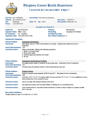 Fillable Online Inspection - Food Poison Journal Fax Email Print ...