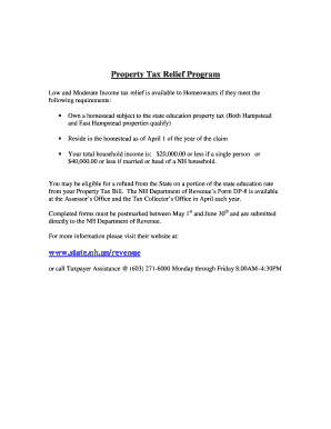 Fillable Online hampsteadnh Property Tax Relief Program Fax Email Print - pdfFiller